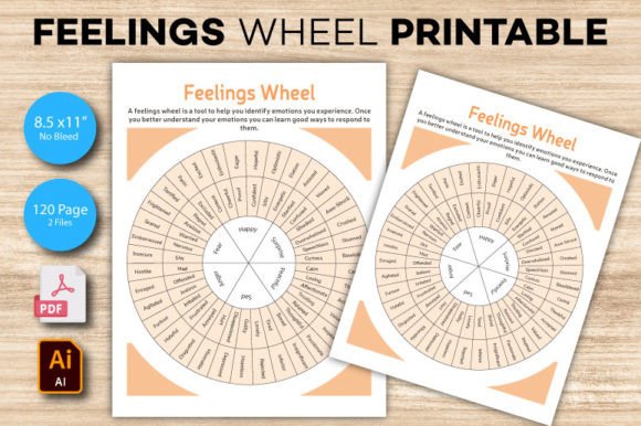 Feelings Wheel Printable Handouts Graphic by RakibS · Creative Fabrica