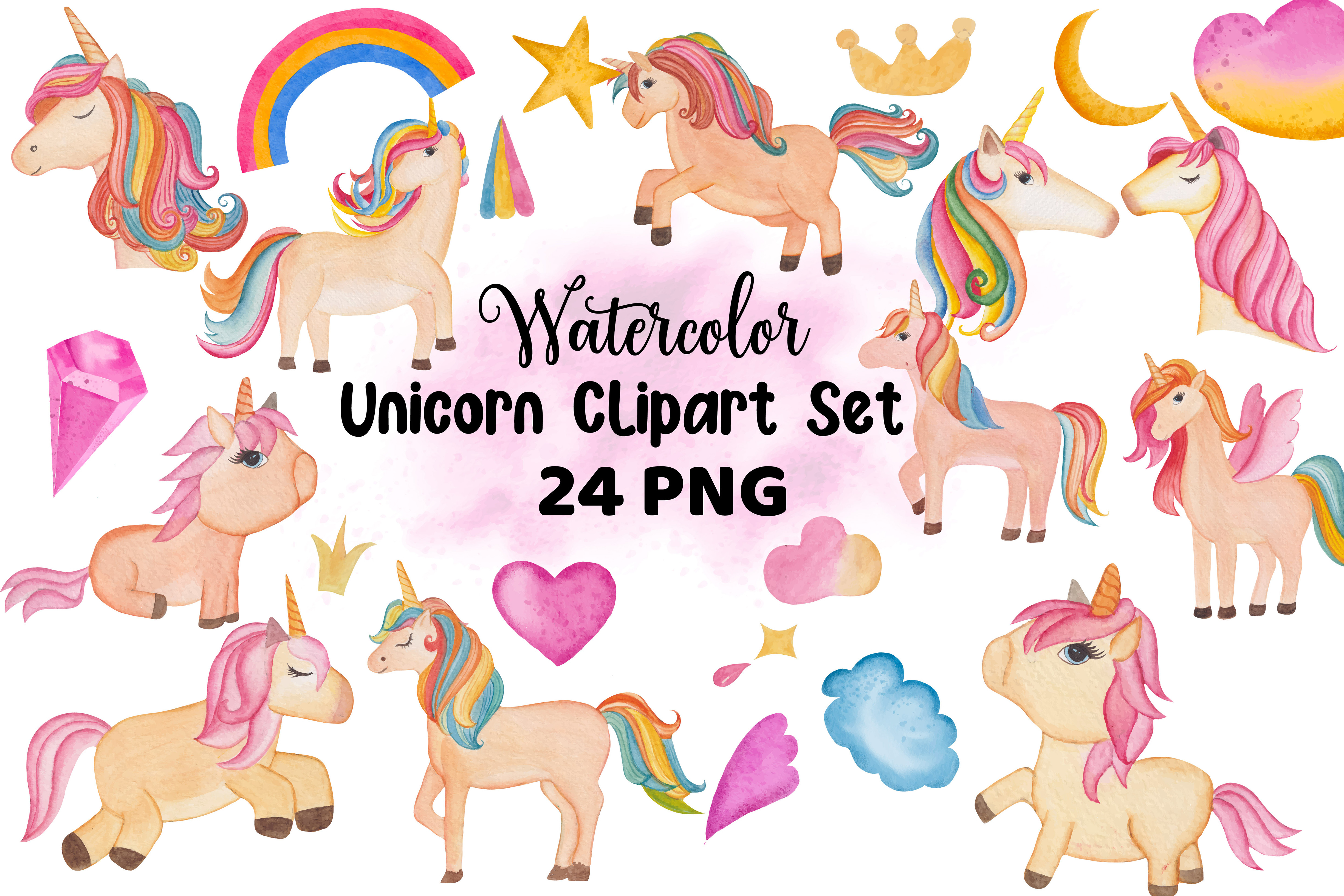 Watercolor Unicorn Clipart Set Graphic by Nazzasi88 · Creative Fabrica