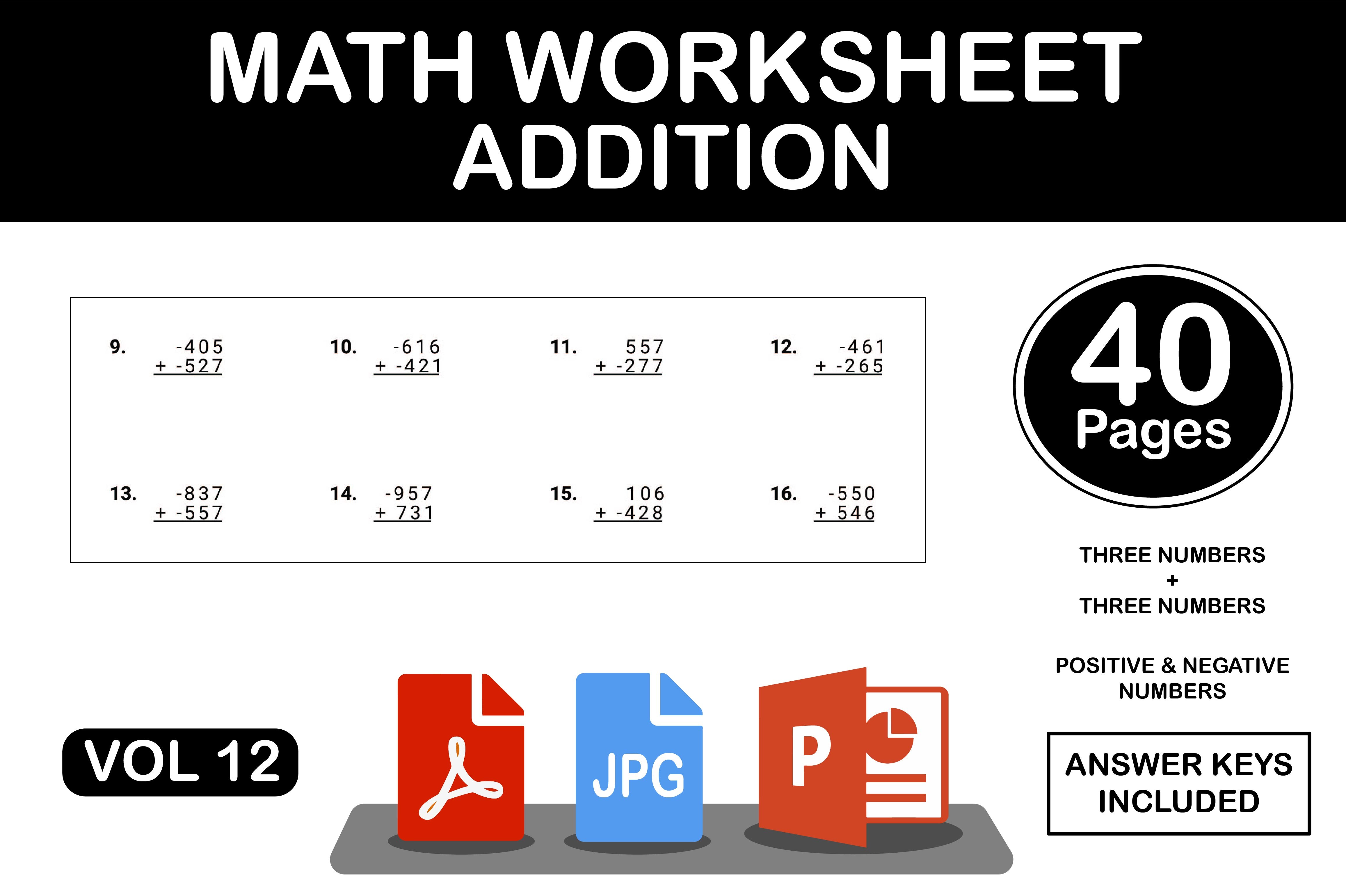 Addition Workbook Math Worksheets Vol 12 Graphic by Designood ...