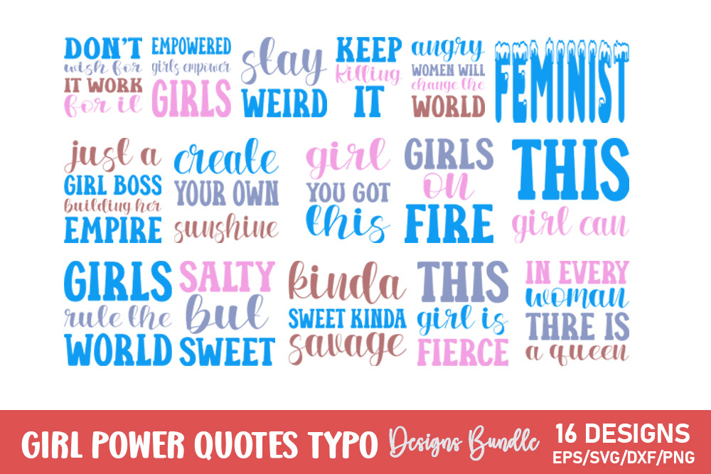 Girl Power Quotes Typo Bundle Graphic by Sublimation Creator · Creative ...