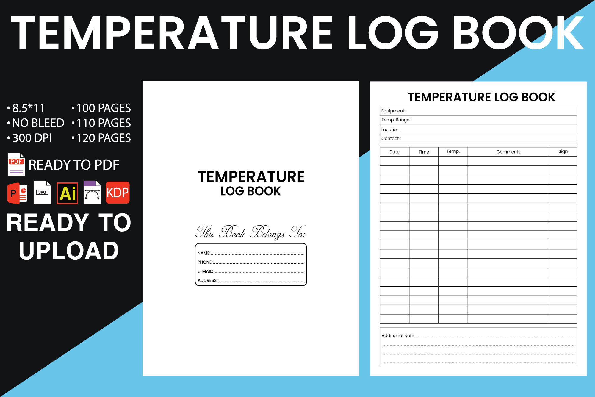 Temperature Log Book KDP Interior Graphic by MB Studio · Creative Fabrica