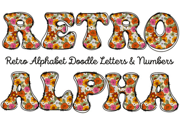 Groovy Retro Flower Alphabet Doodle Graphic by KrittaGrafik · Creative ...