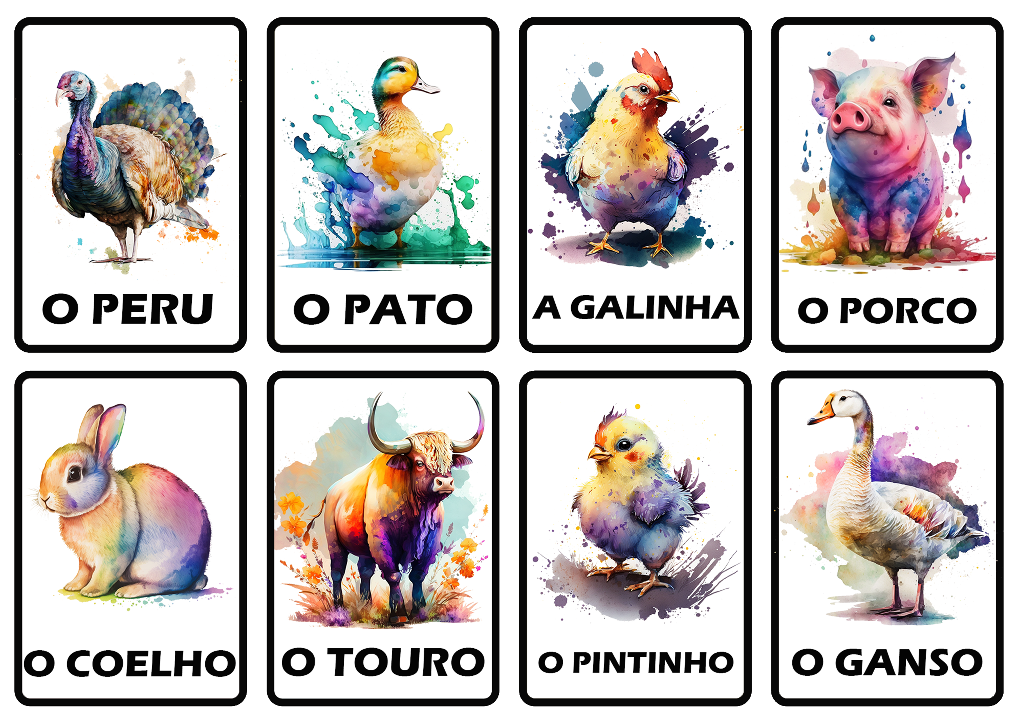 Portuguese Flashcards Farm Animals Graphic by gornidesign · Creative ...