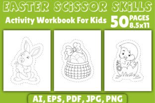 Easter Scissor Skills Cutting Pages Graphic by E A G L E · Creative Fabrica