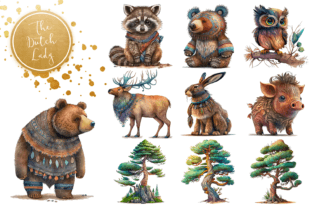 Tribal & Boho Forest Animals Clipart Set Graphic by daphnepopuliers ...