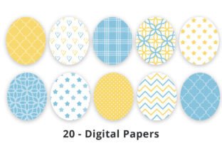Blue and Yellow Digital Paper Patterns Afbeelding door Lemon Paper Lab ...
