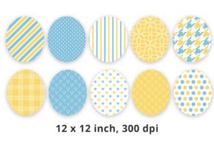 Blue and Yellow Digital Paper Patterns Afbeelding door Lemon Paper Lab ...