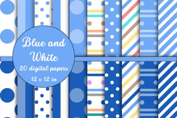 Blue and White Digital Papers Graphic by lam designs · Creative Fabrica