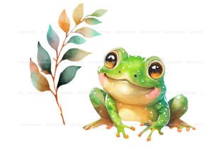 Watercolor Cute Baby Frogs Clipart Set Graphic by ArtfulStudio ...