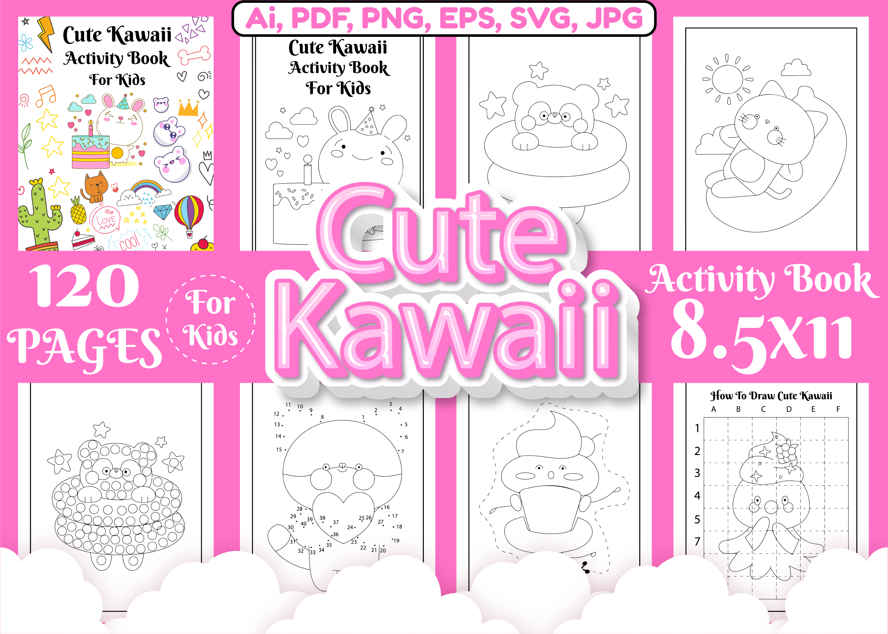 Cute Kawaii Activity Pages for Kids Graphic by Design Zone · Creative ...