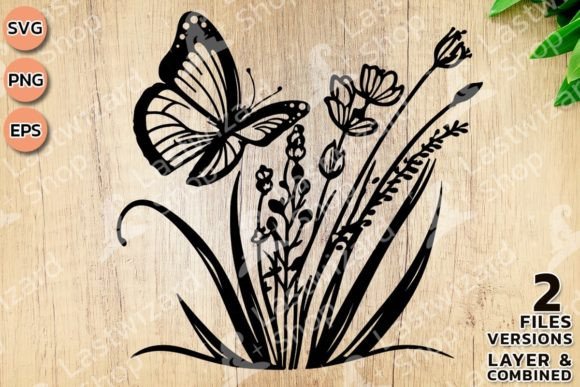 Butterfly with Spring Flower Svg Graphic by Lastwizard Shop · Creative ...