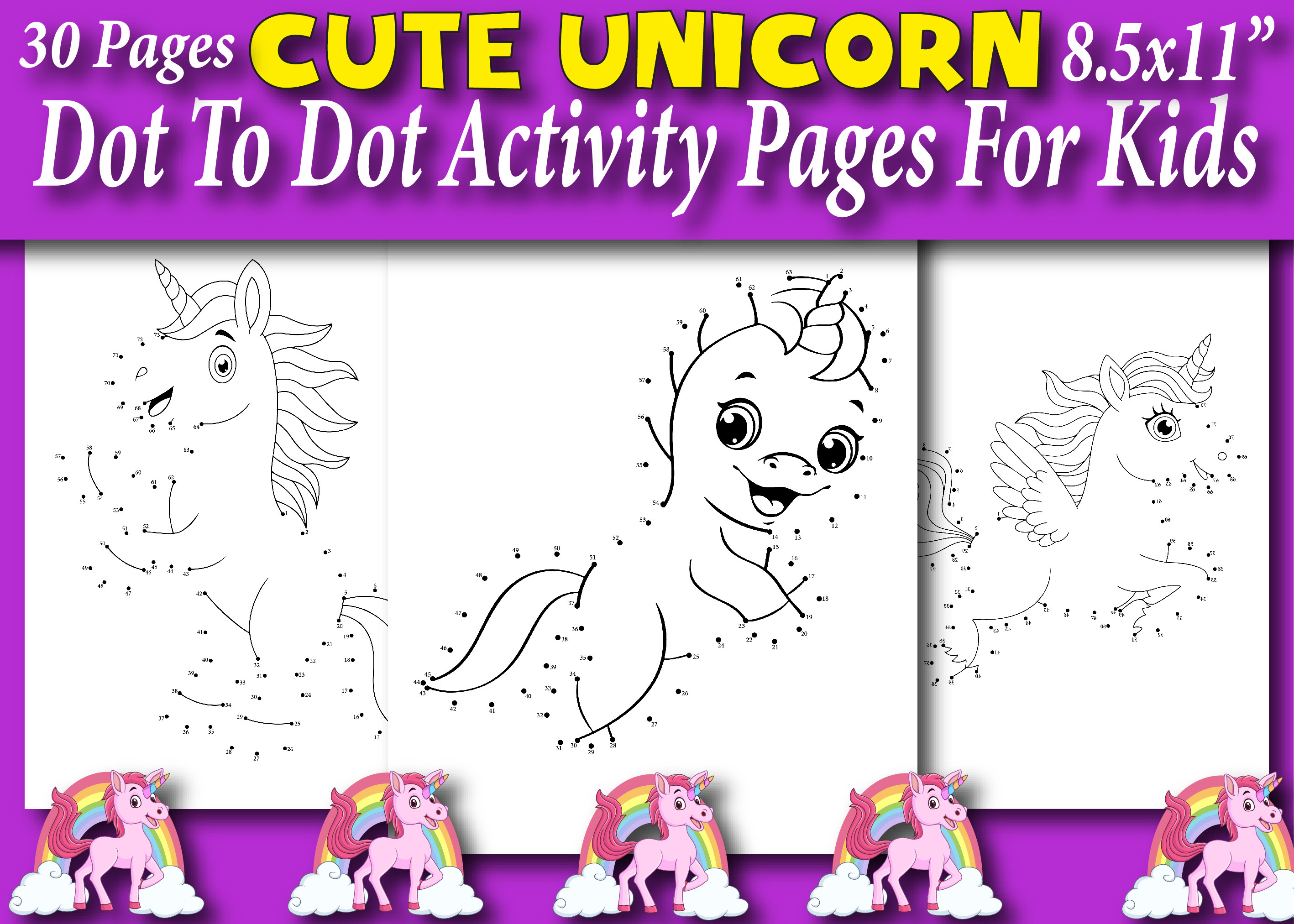 Cute Unicorn Dot to Dot Activity Pages Graphic by GoLdeN ArT · Creative ...