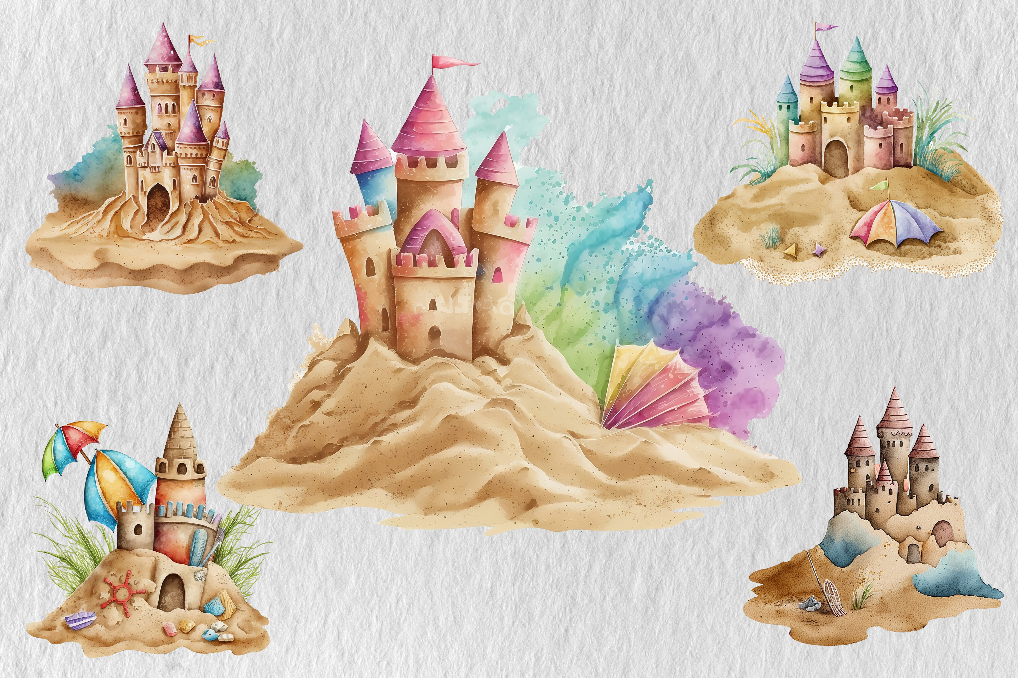 Watercolor Sand Castle Sub Png Clipart Graphic by creativestocker ...