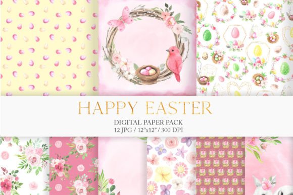 Watercolor Spring Easter Digital Papers Graphic by Larysa Zabrotskaya ...