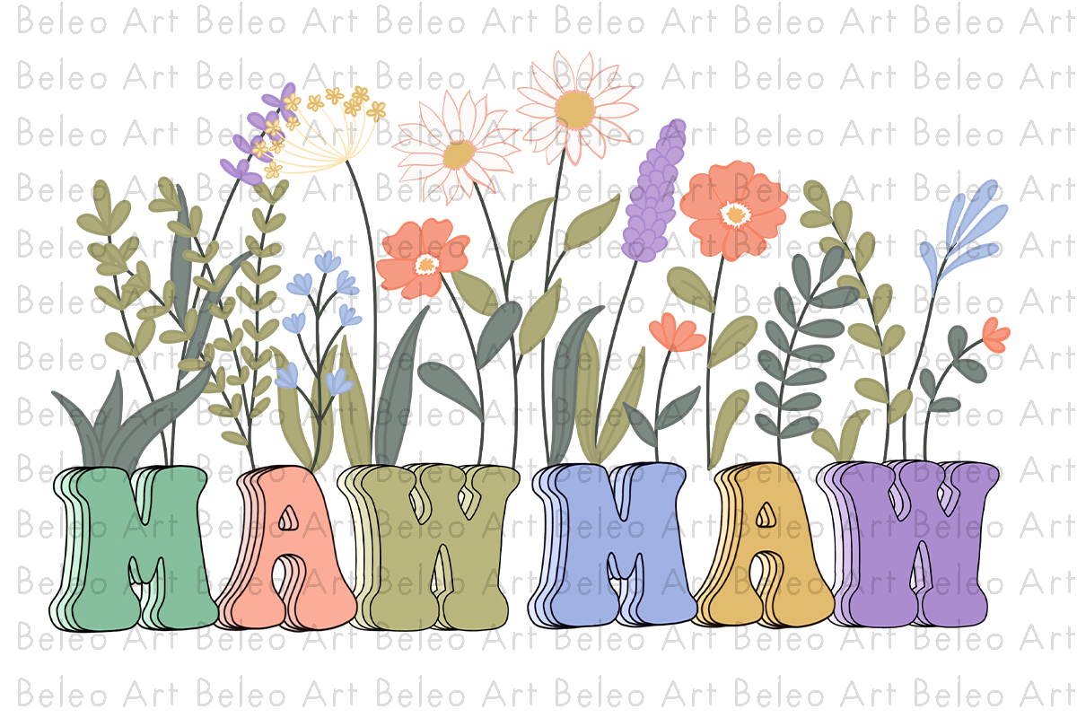 Mawmaw Mama with Flower Retro Design Graphic by Beleo Art · Creative ...