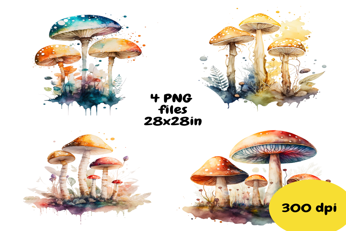 Watercolor Mushroom Set Graphic by FeeFiFo Studio · Creative Fabrica