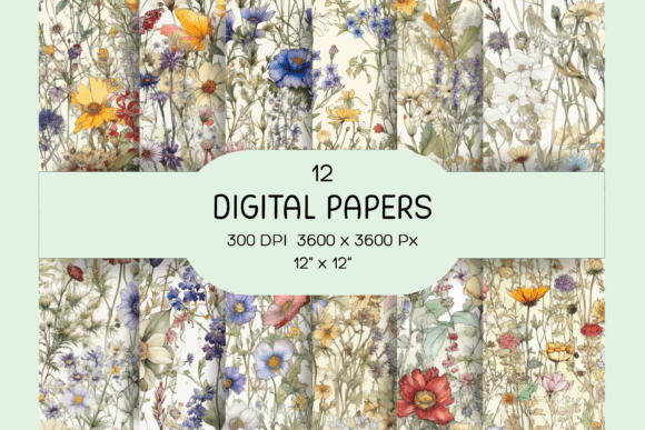 Colorful Wildflower Digital Paper Set Graphic by StellarMockups ...