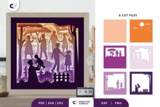 Dad and Daughters Life 3D Shadow Box SVG · Creative Fabrica