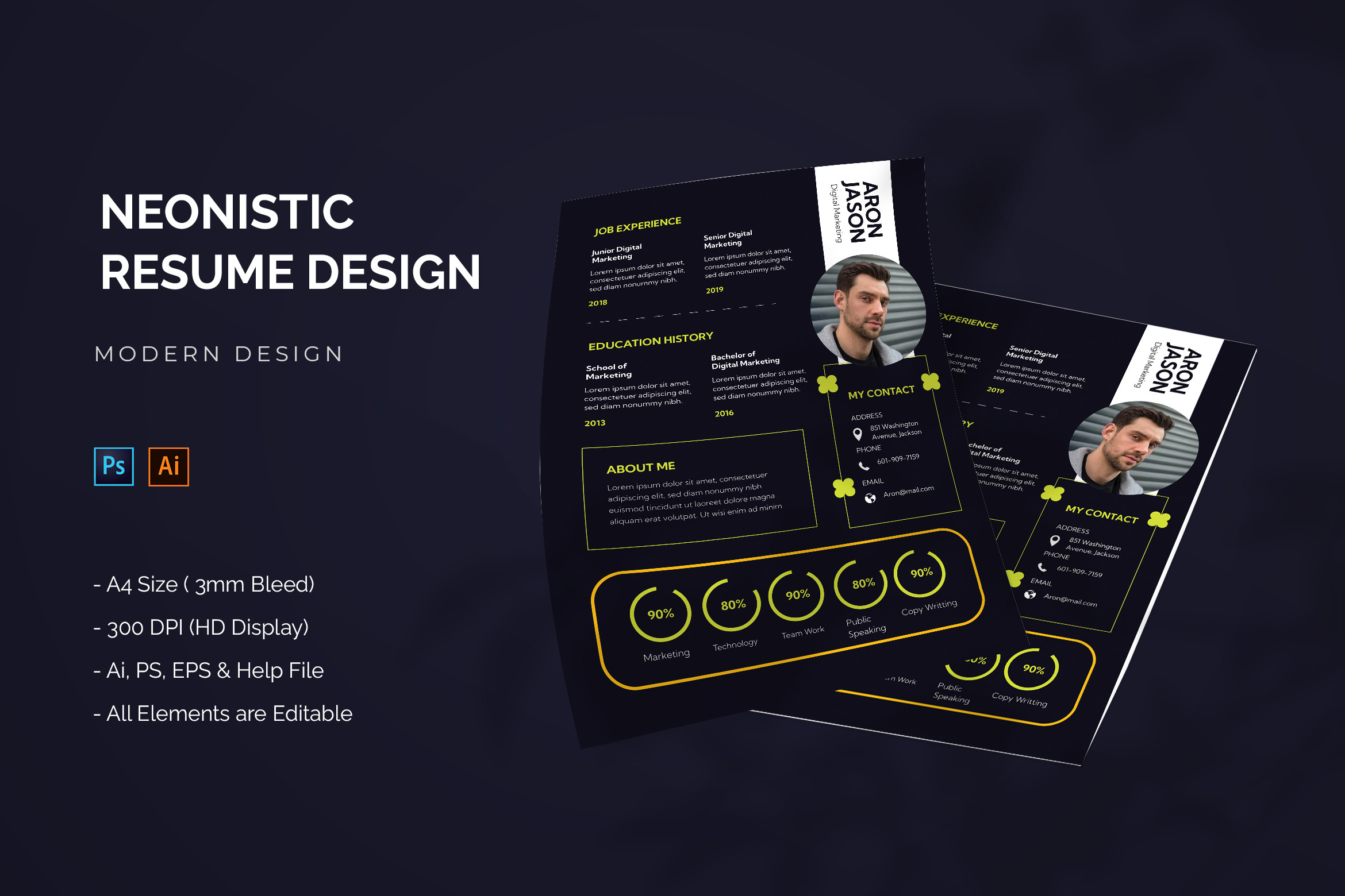 Neonistic - Resume Template Graphic by Streakside · Creative Fabrica