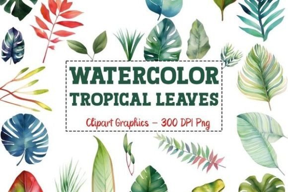 Watercolor Tropical Leaves Clipart Graphic by Mystic Oasis · Creative ...