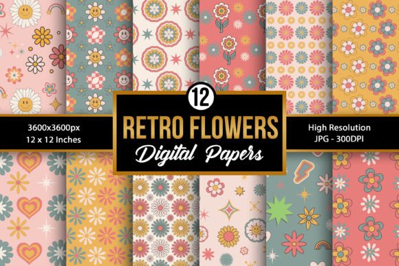 Retro Seamless Pattern Digital Papers Graphic by Creative Store ...