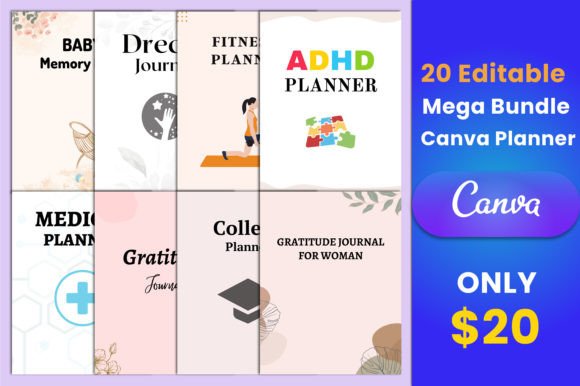 20 Editable Mega Bundle Canva Planner Graphic by munjixpro · Creative ...