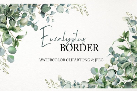 Watercolor Eucalyptus Border Clipart PNG Graphic by WatercolorGardens ...