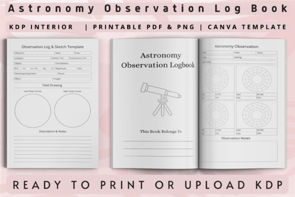 7 Astronomy Observation Log Book Designs & Graphics