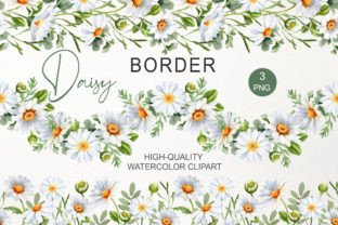 Daisy Flower Border Clipart Graphic by WatercolorGardens · Creative Fabrica