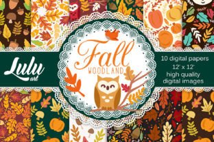 Fall Woodland Papers Graphic by luludesignart · Creative Fabrica