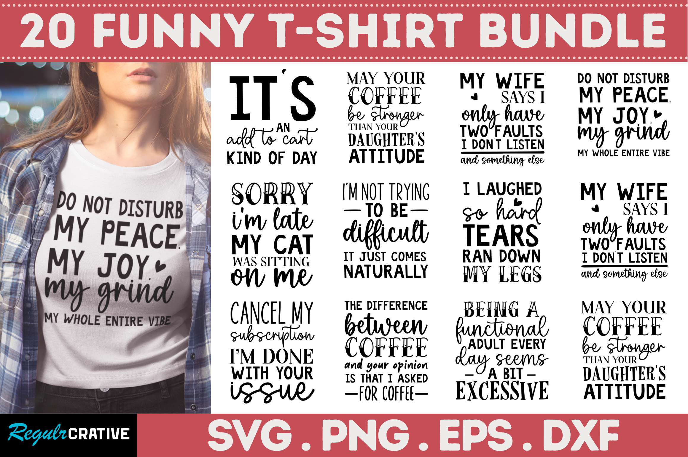 Funny T-Shirt SVG Bundle Graphic by Regulrcrative · Creative Fabrica
