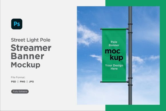 Pole Banner Mockup Front View 41 Graphic by shahsoft · Creative Fabrica