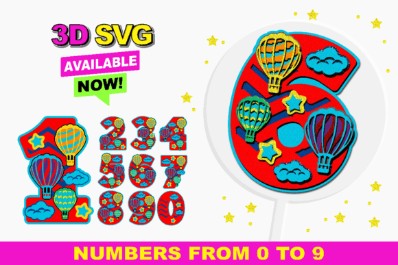 Hot Air Balloon Numbers Graphic by Claudia Atencio · Creative Fabrica