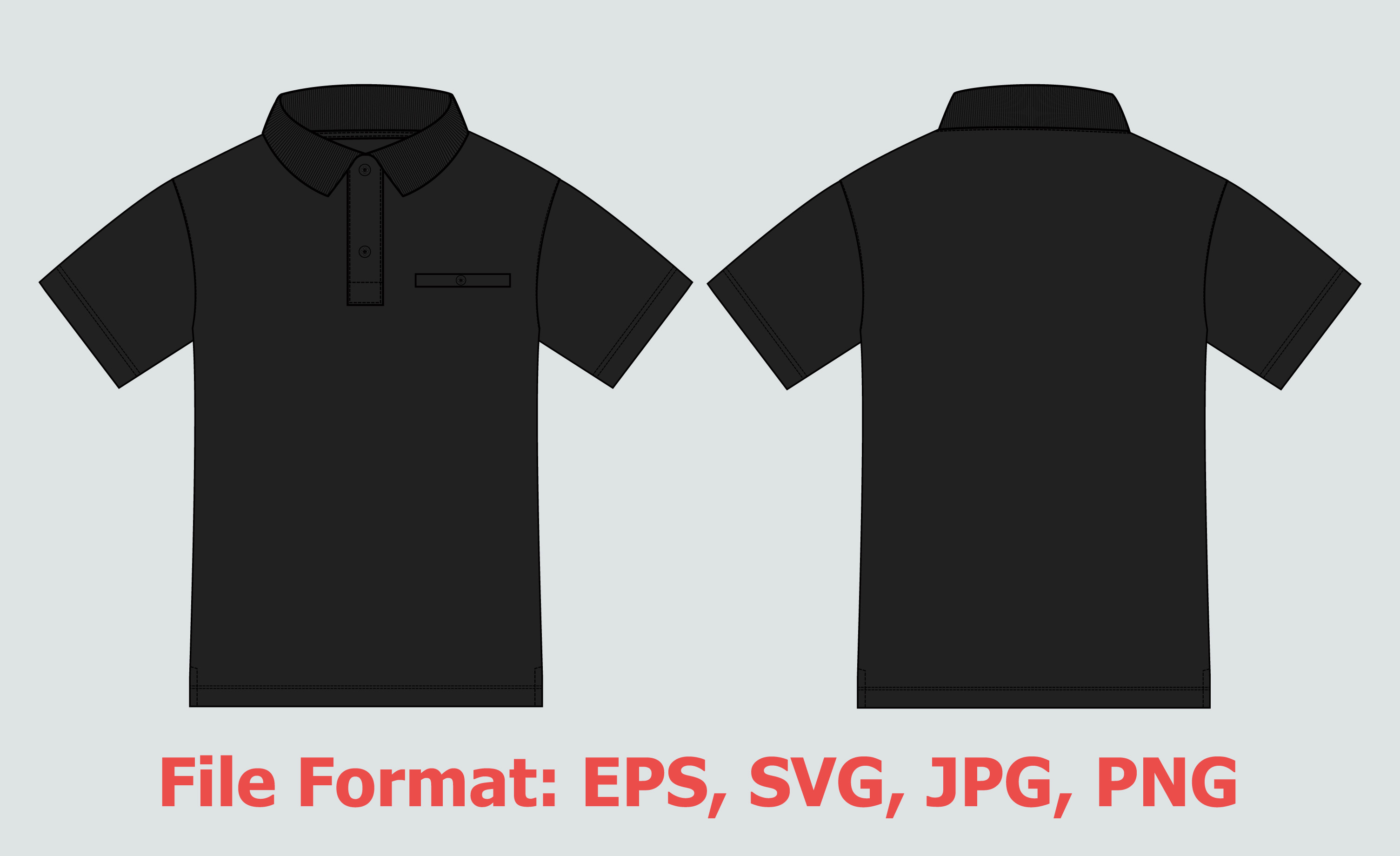 Black Color Polo Shirt Template SVG. Graphic by ClothingArtStudio ...