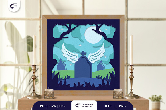 Graveyard with Wildflowers 3D Paper Cut · Creative Fabrica