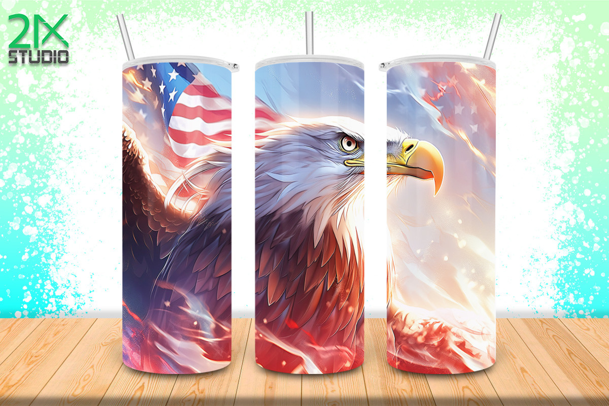 Bald Eagle USA Flag Tumbler No.1 Graphic by 21XSTUDIO · Creative Fabrica
