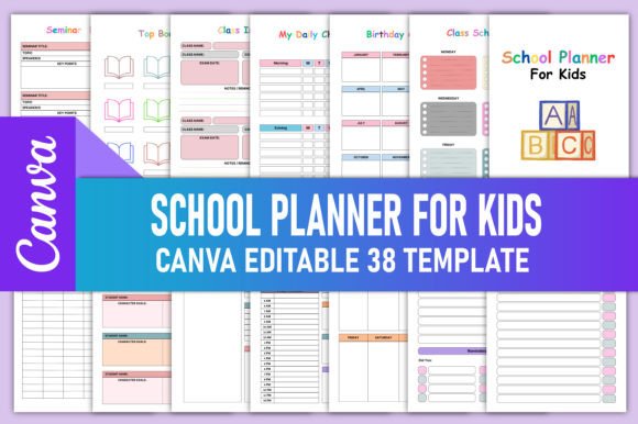Editable School Planner for Kids Canva Graphic by rahimaartwork077 ...