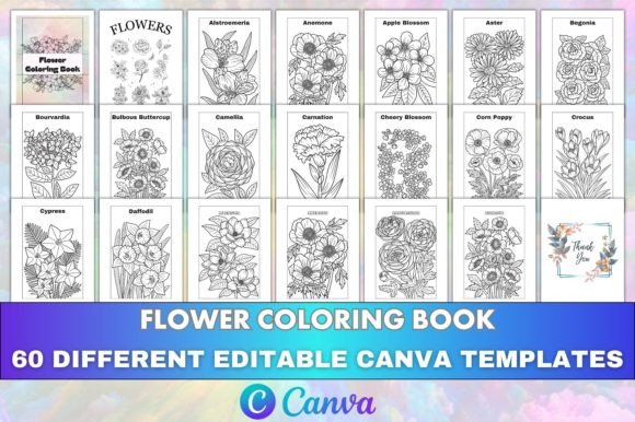 Canva Editable Flower Coloring Book KDP Graphic by KDP Mount · Creative ...