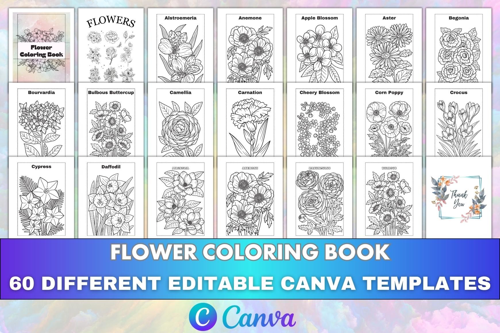 Canva Editable Flower Coloring Book KDP Graphic by KDP Mount · Creative ...