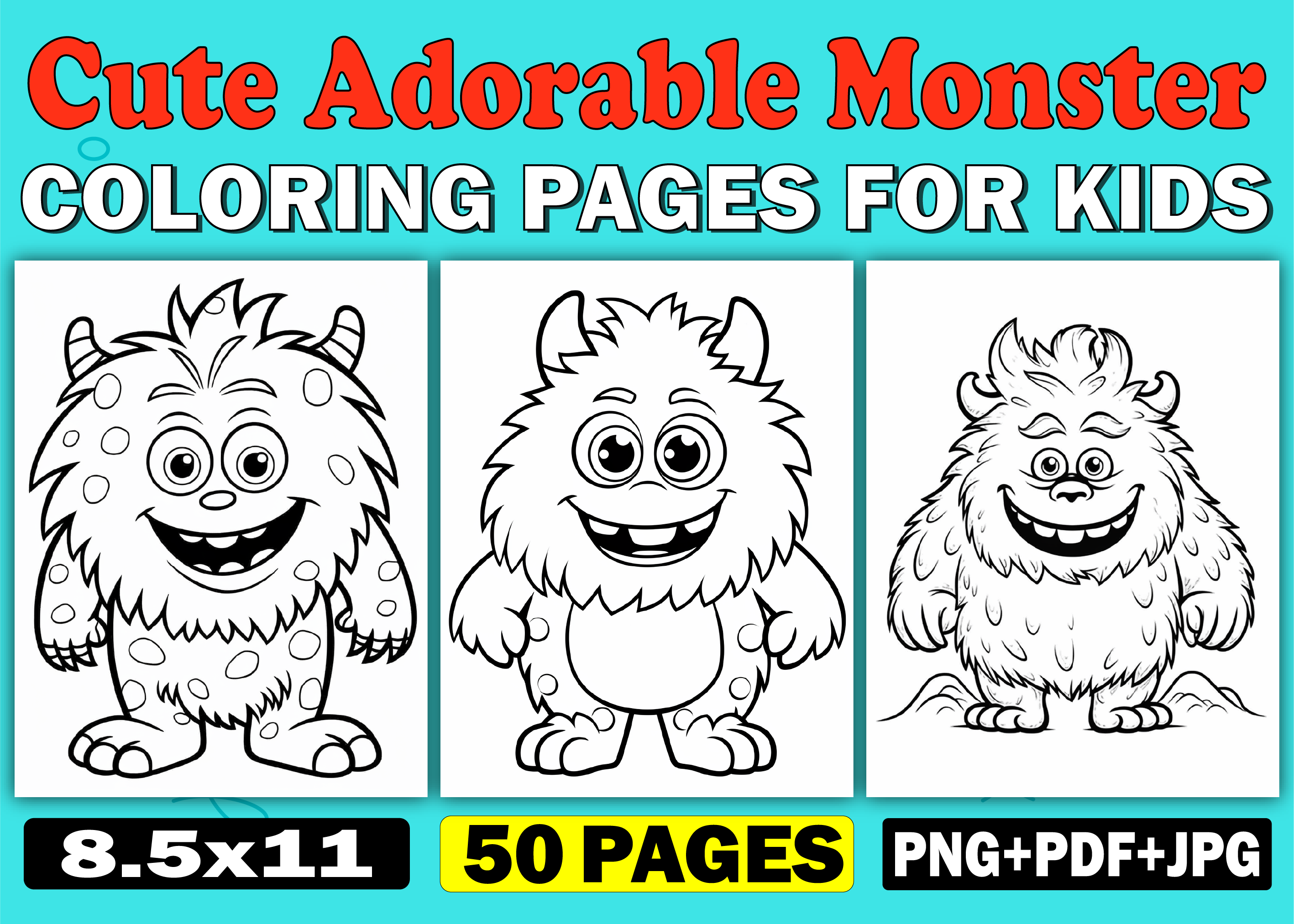 50 Cute Adorable Monster Coloring Pages Graphic by KDP PRO DESIGN ...