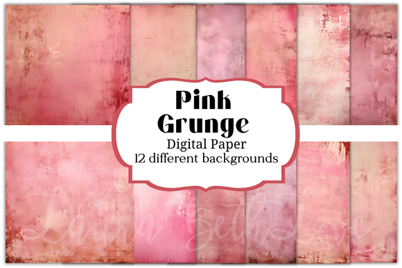 Grunge Pink Backgrounds Digital Papers Graphic by Laura Beth Love ...