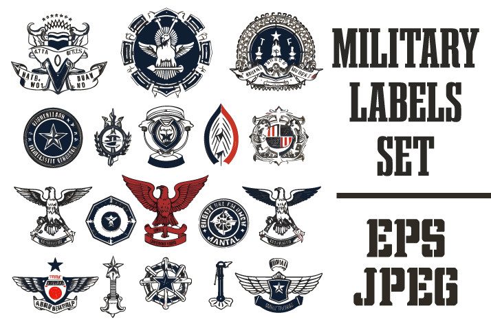 Vintage Military Labels Set, Army Badge Graphic by Nasi123 · Creative ...