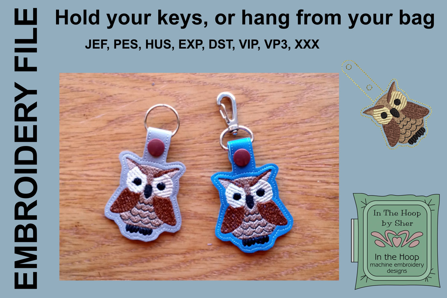 Howard the Owl Key Fob · Creative Fabrica