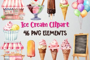 Watercolor Ice Cream Clipart, 46 PNG Graphic by beyouenked · Creative ...