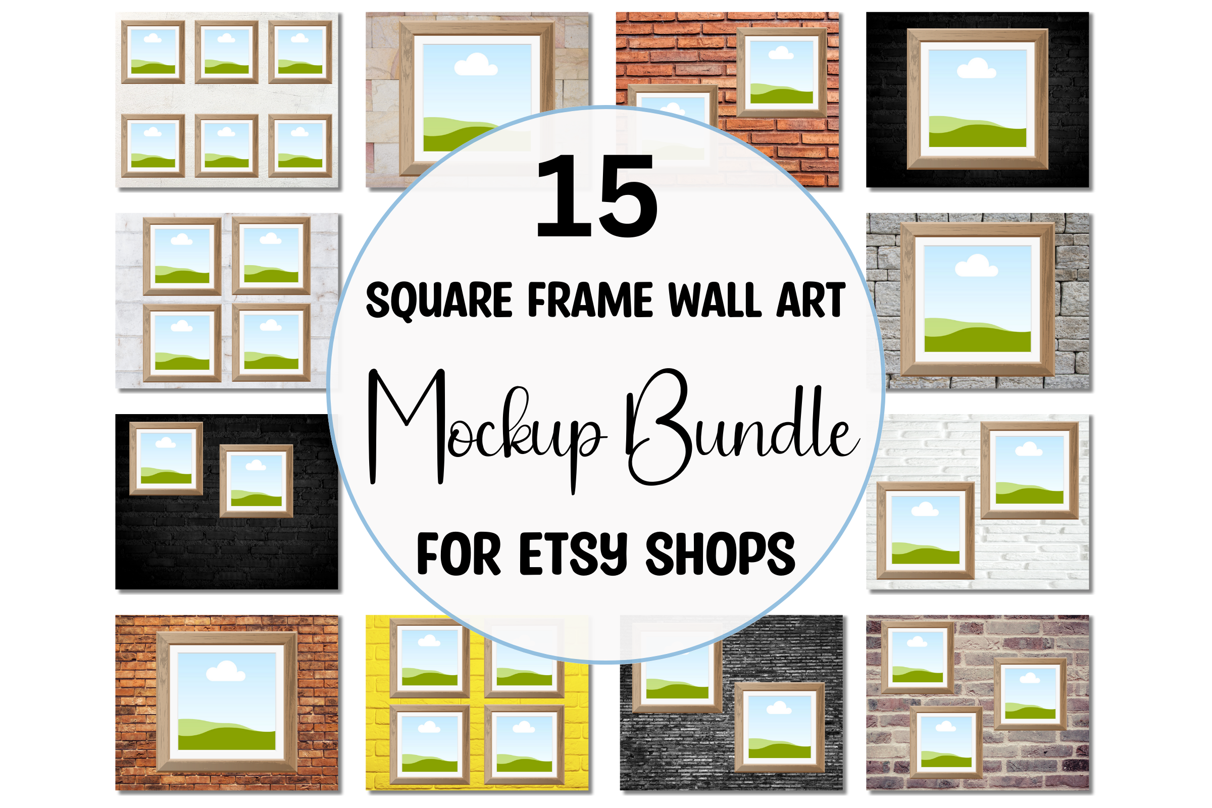 Square Frame Wall Art Mockups for Etsy Graphic by Niki Lyn Digital ...