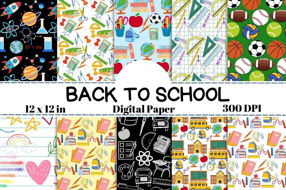 Back to School Digital Paper Graphic by Gloria Designed It · Creative ...