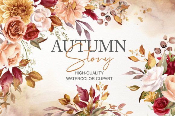 Autumn Flowers Watercolor Clipart PNG Graphic by WatercolorGardens ...