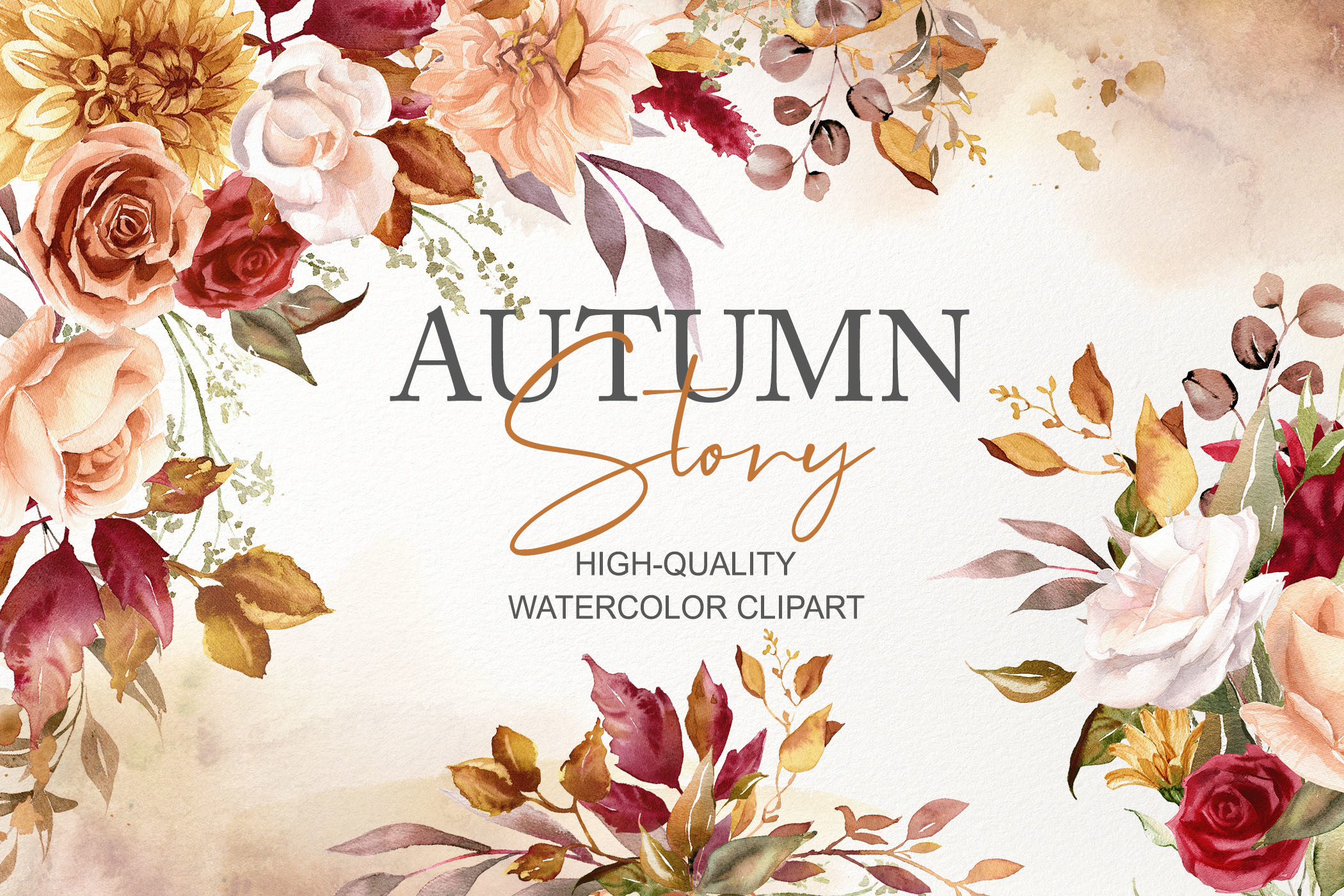 Autumn Flowers Watercolor Clipart PNG Graphic by WatercolorGardens ...