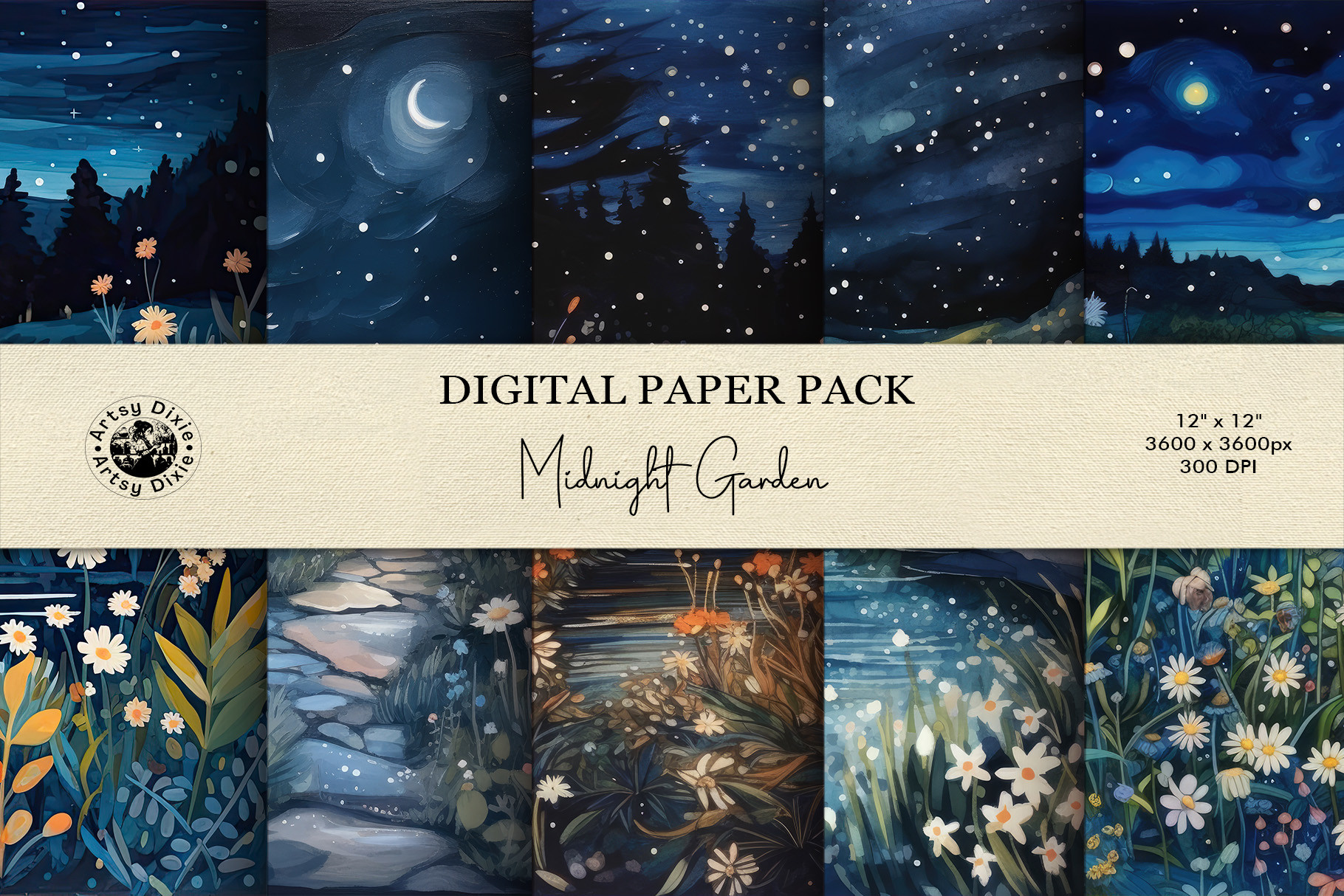 Woodland Garden Digital Paper Set Graphic by Artsy Dixie · Creative Fabrica