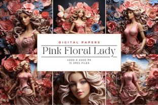 Pink Floral Lady Background Graphic by Cecily Arts · Creative Fabrica